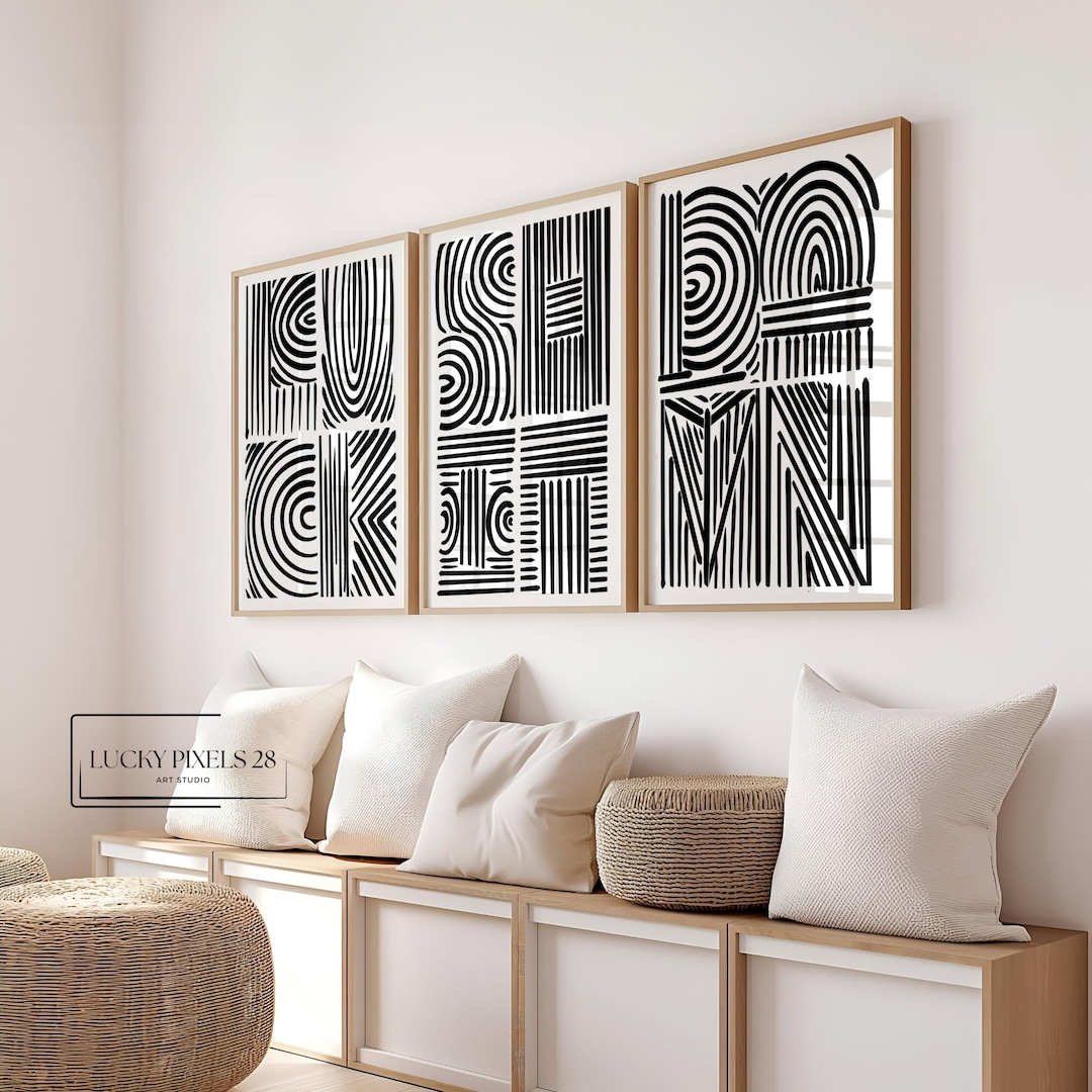 Set of 3 Damn, Shit, F*ck Wall Art Poster, Abstract Boho, Home Decor ...