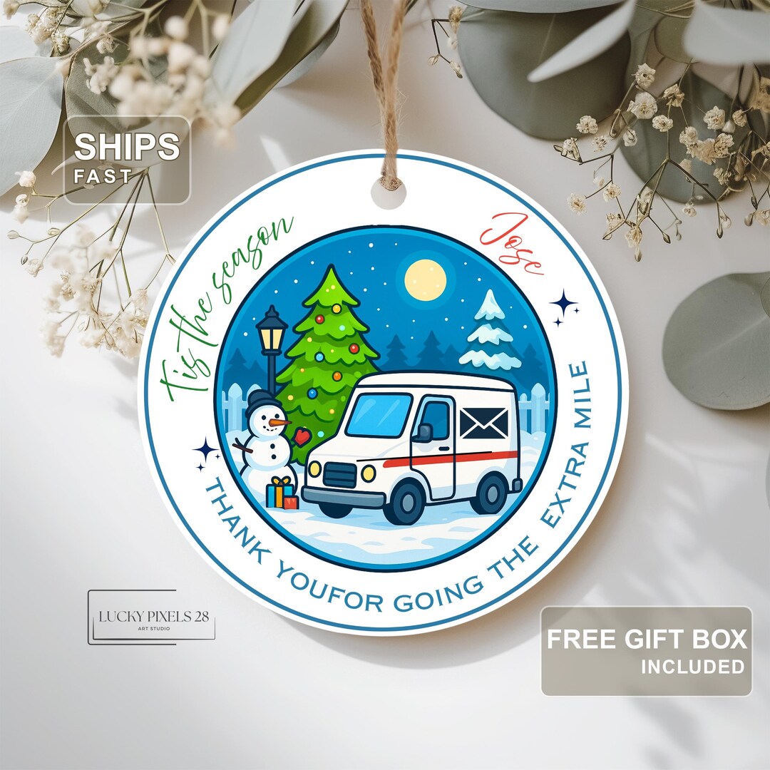 Personalized Mail Carrier Ornament, USPS Truck, Christmas Tree Decor - Etsy