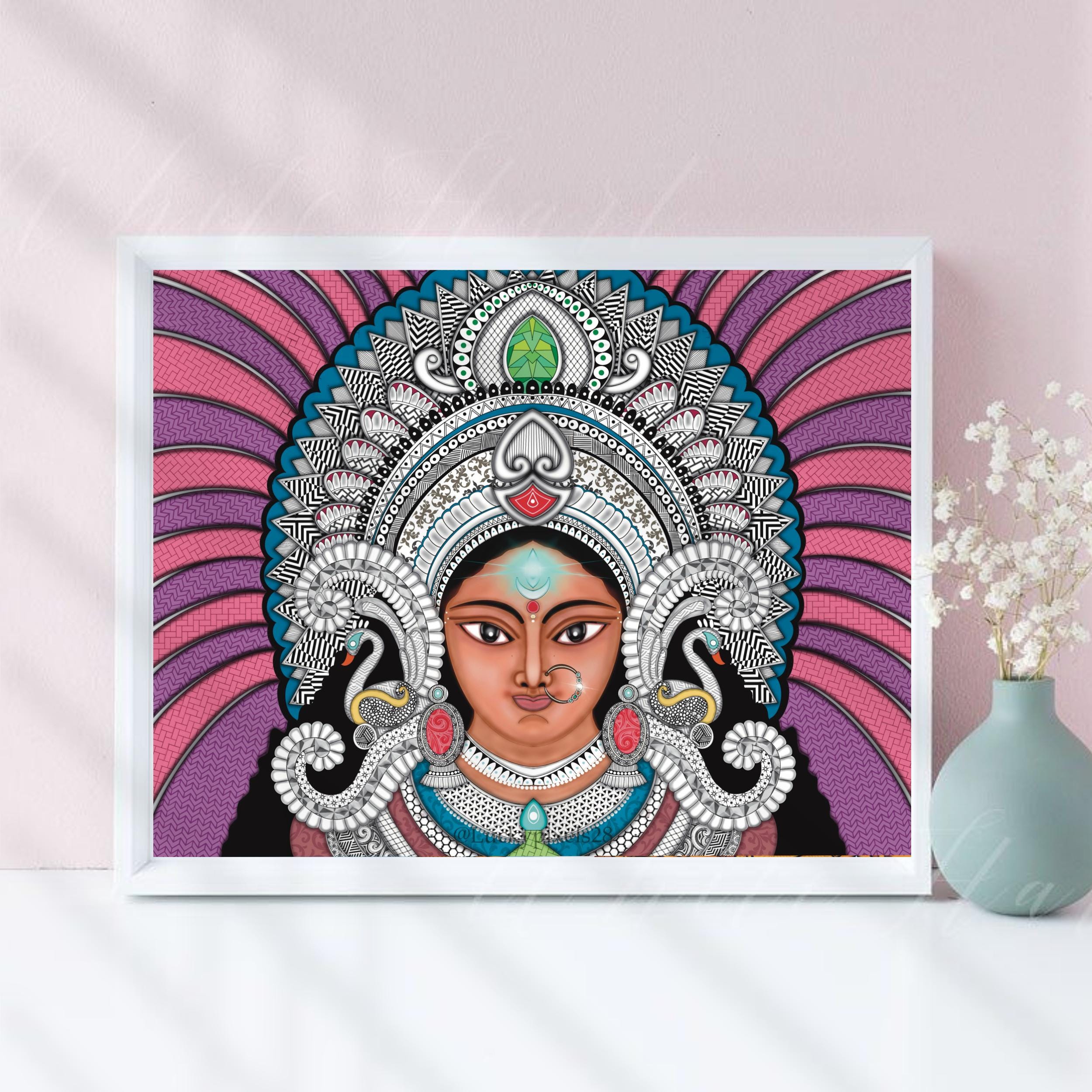 Durga Devi Digital Artwork, Printable Wall Art, Home Decor, Wall Prints ...