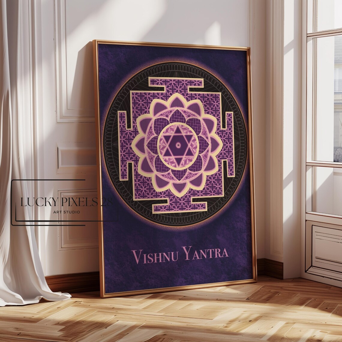 Vishnu Yantra, Digital Art, Wealth, Health, Prosperity, Removal of All ...