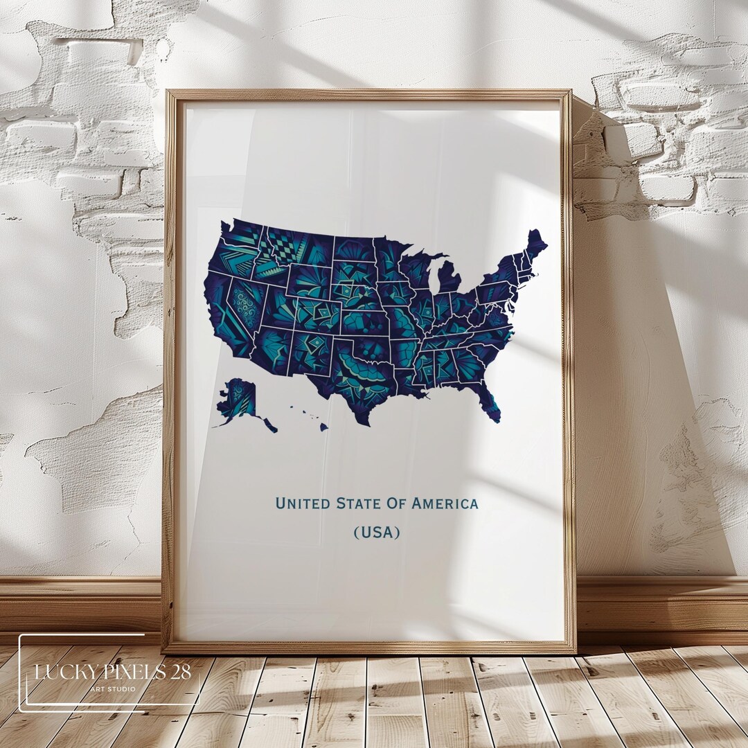 Hand Drawn USA Map Art Print: Modern Travel Decor (digital Download - Etsy