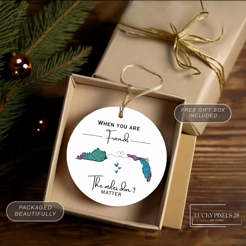 Custom State to State Friends Ornament, Long Distance Gift - Etsy