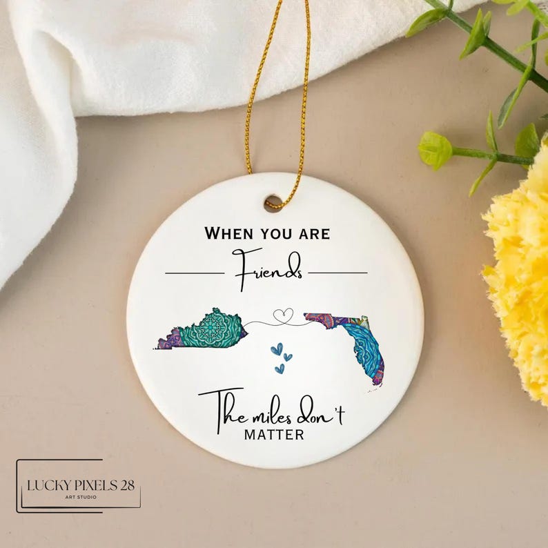 Custom State to State Friends Ornament, Long Distance Gift - Etsy