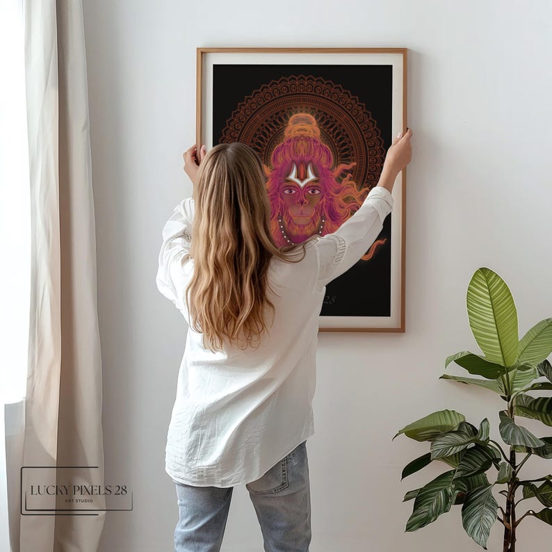 Hand Drawn Hanuman Ji Art Print: Hindu God Digital Wall Decor (PDF) - Etsy