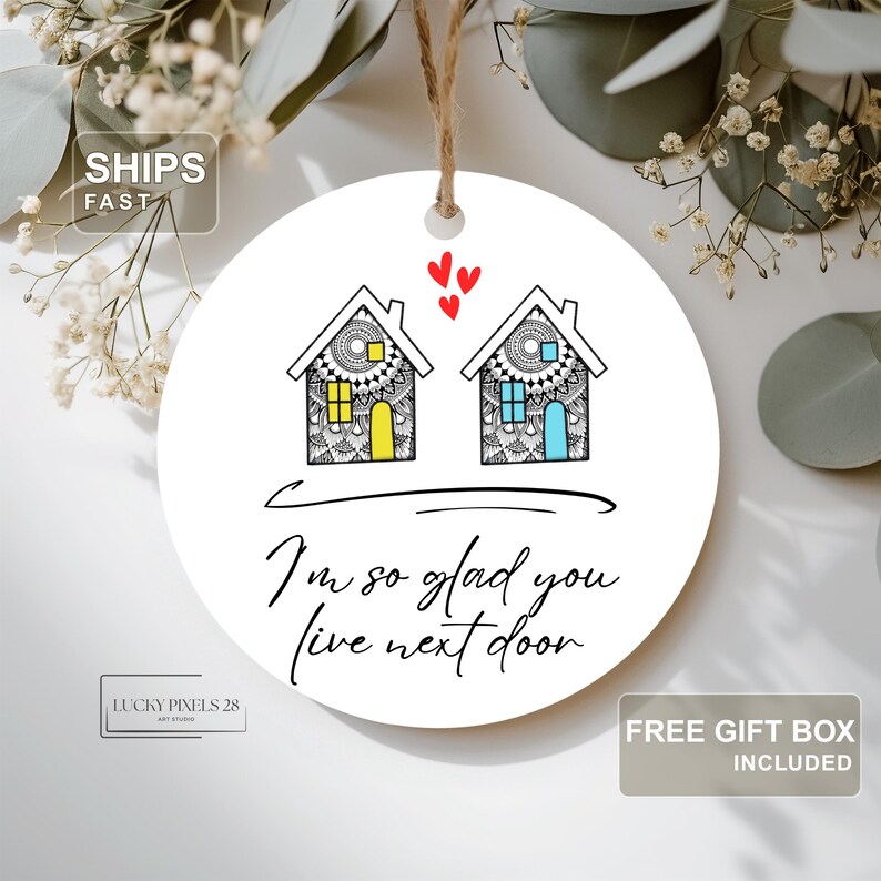 Personalised Multi Design Neighbour Christmas Gift I'm so Glad You Live ...