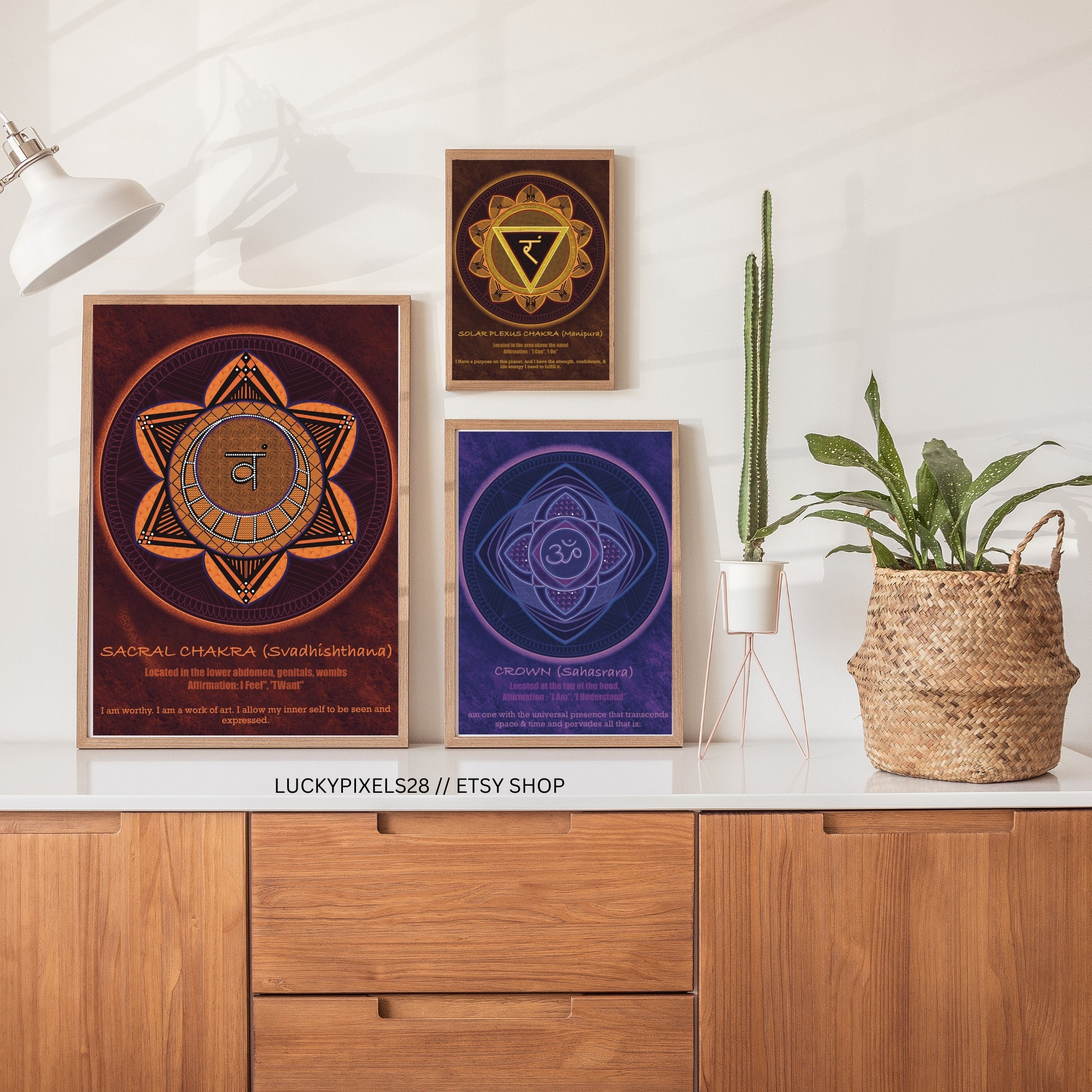 Chakras Set of 3 Prints Sacral Solar Plexus & Crown - Etsy