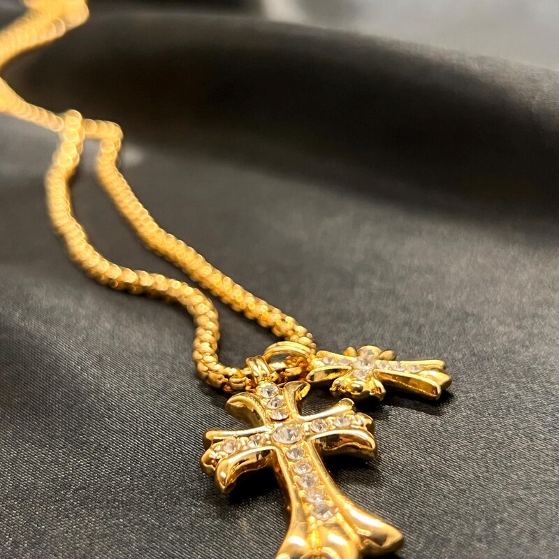 Double Cross Necklace - Etsy
