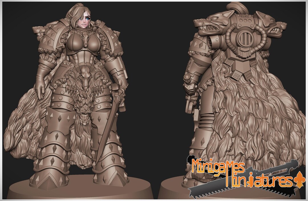 Space Nuns Matriarch Wolf Queen Russ 2 by Minigames Miniatures. 32mm ...