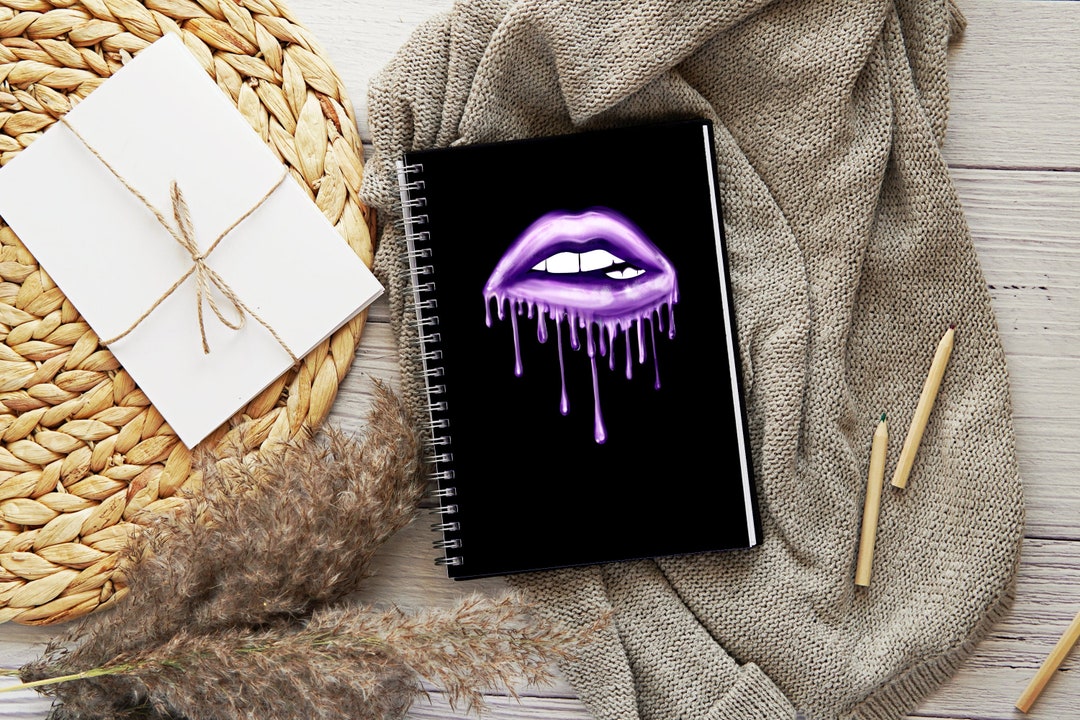 Purple Dripping Lips Notebook Journal for Teen Girls, Notebook for ...