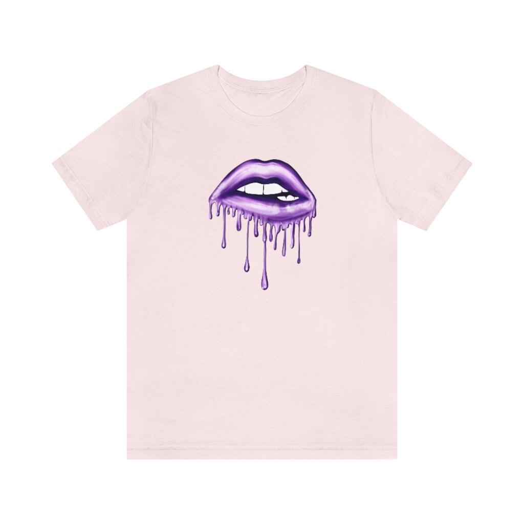 Purple Dripping Lips Tee for Women, Kissing Lips Shirt, Concert Shirt ...