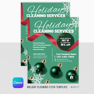 Holiday Cleaning Services Flyer Template Canva 8.5 X 11 Inch Clean ...