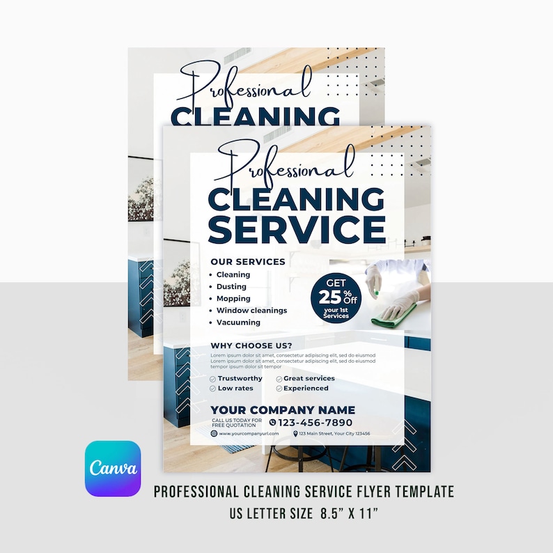 Professional Cleaning Service Flyer Template | Canva | US Letter Size 8 ...