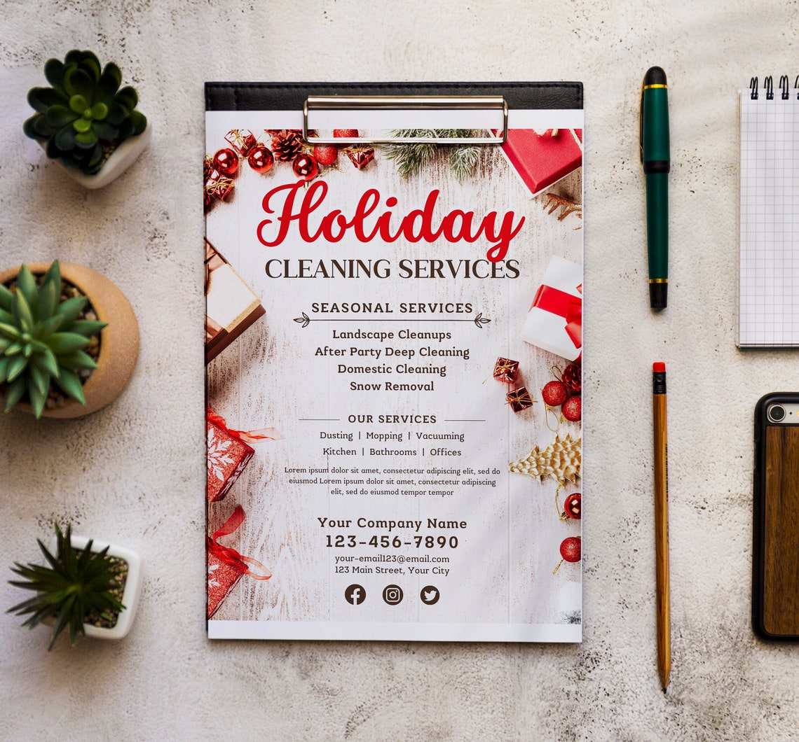 Holiday Cleaning Services Flyer Template Canva 8.5 X 11 - Etsy
