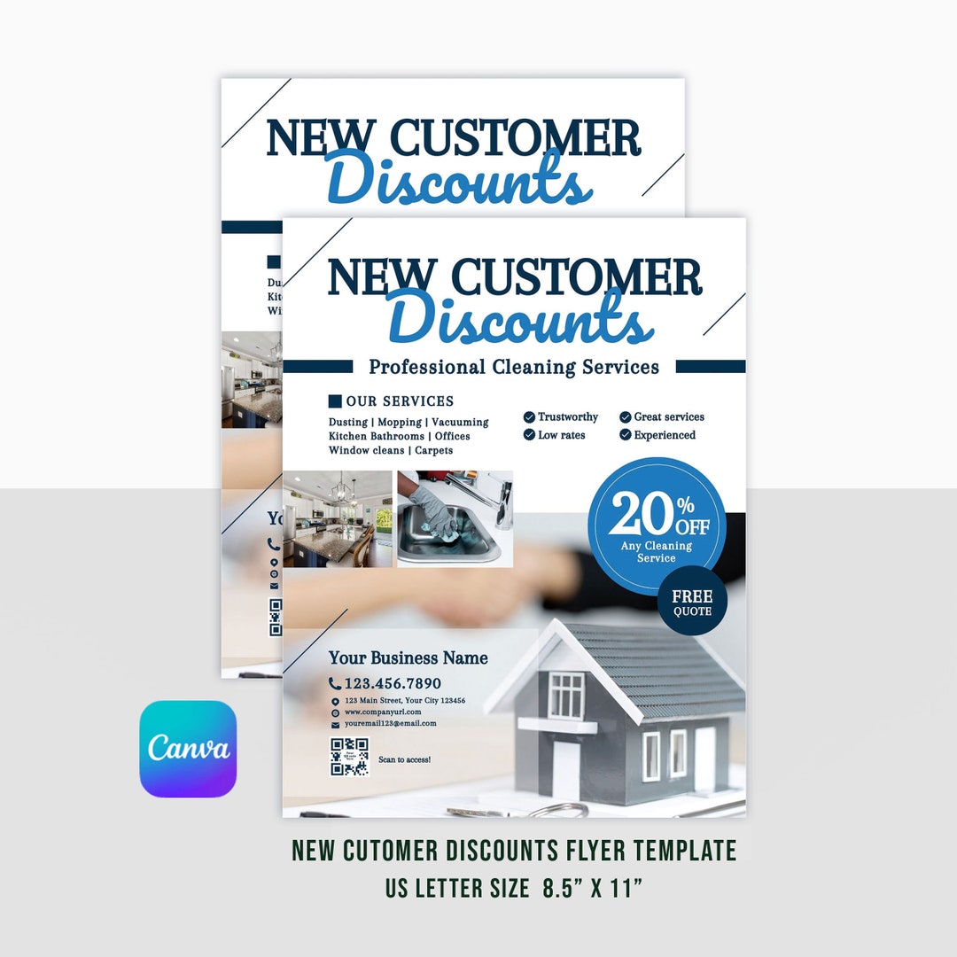 New Customer Discounts Flyer Template | Canva | US Letter Size 8.5" X ...