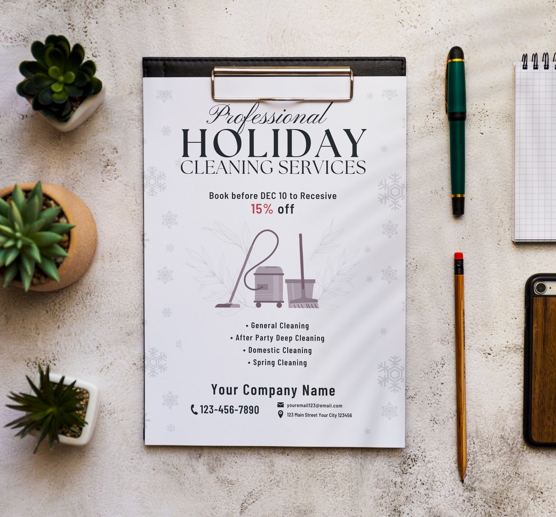 Holiday Cleaning Services Flyer Template | Canva | 8.5 X 11 Inch ...