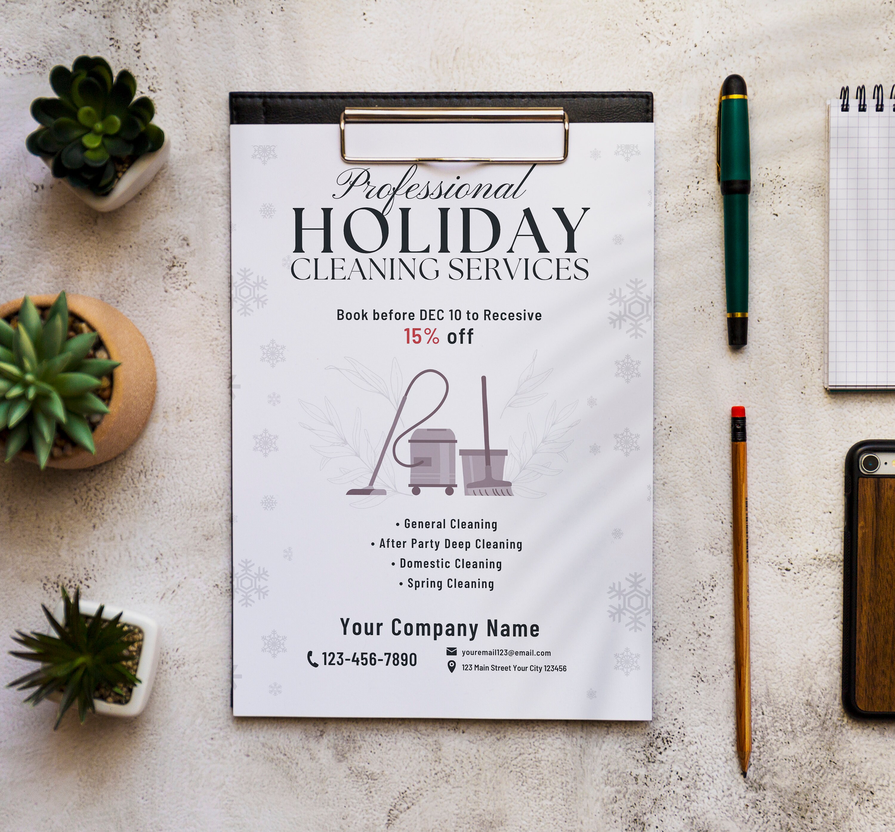 Holiday Cleaning Services Flyer Template Canva 8.5 X 11 Inch Clean ...