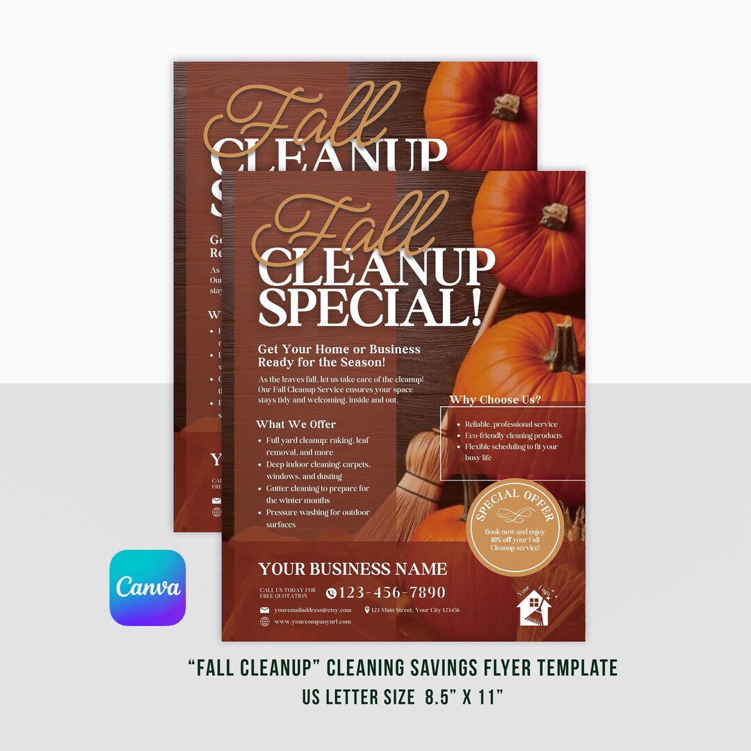Fall Cleanup Special Flyer Template | Canva | US Letter Size 8.5"x 11 ...