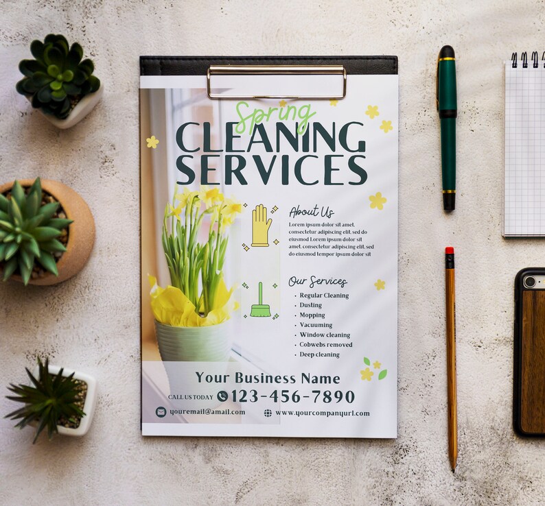 Spring Cleaning Service Editable Flyer | Professional Clean Business ...