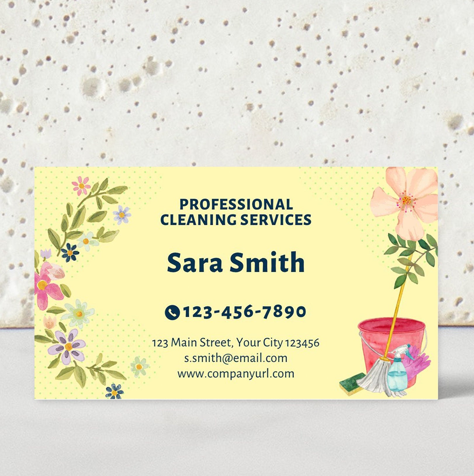Cleaning Service Business Card Template 2 Colors Watercolor Cleaning ...