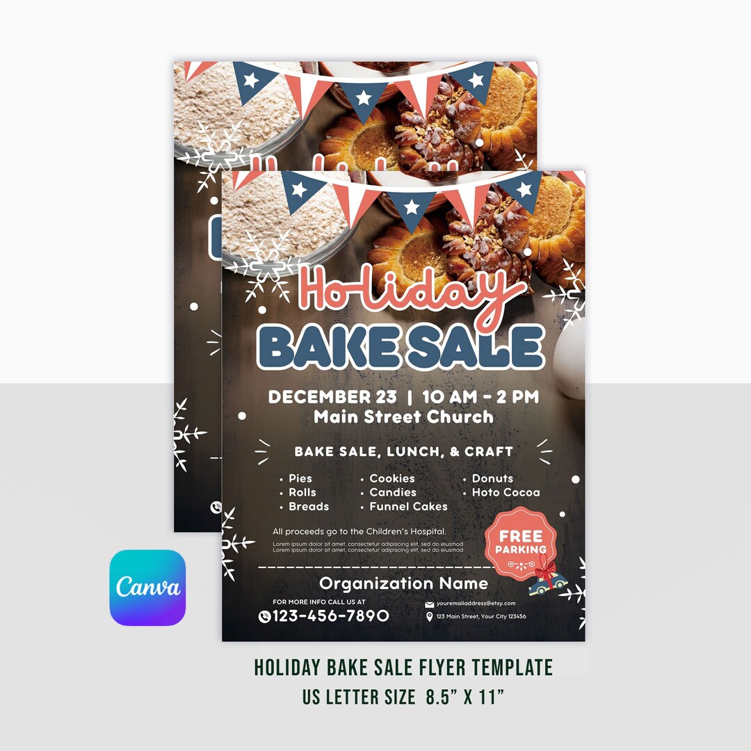 Holiday Bake Sale Flyer Template | Canva | 8.5 X 11 Inch | Fundraiser ...