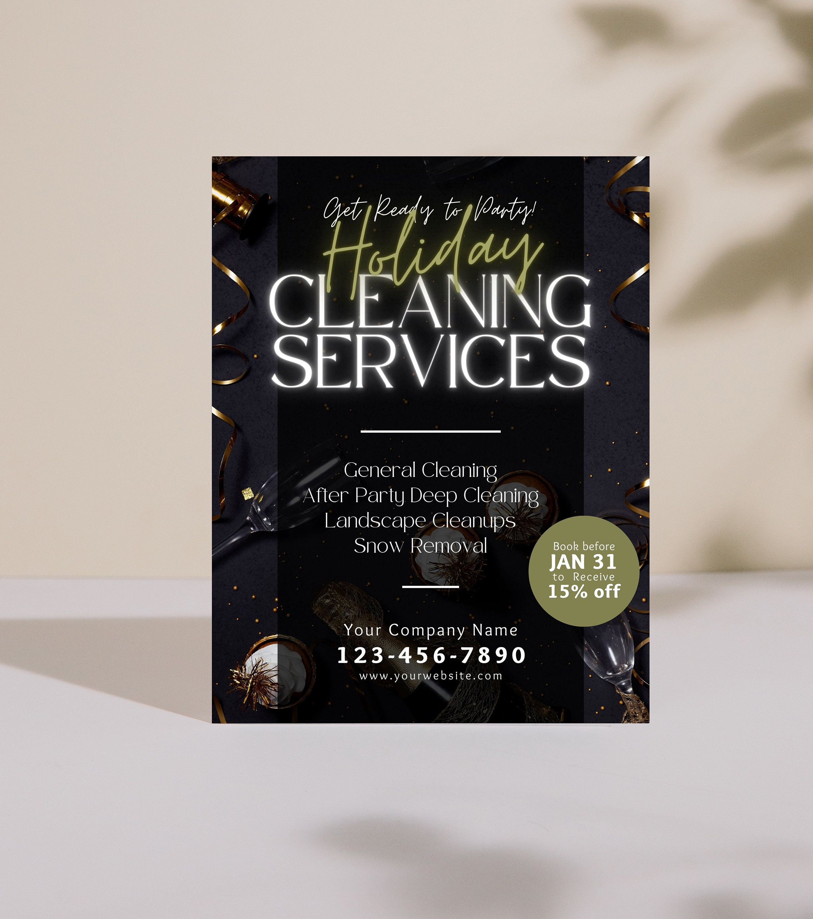 Holiday Cleaning Services Flyer Template Canva 8.5 X 11 Inch Clean ...