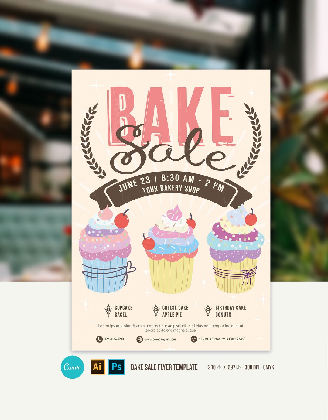 Bake Sale Printable Flyer | Event Flyer Template | Bakery | AI & PSD ...