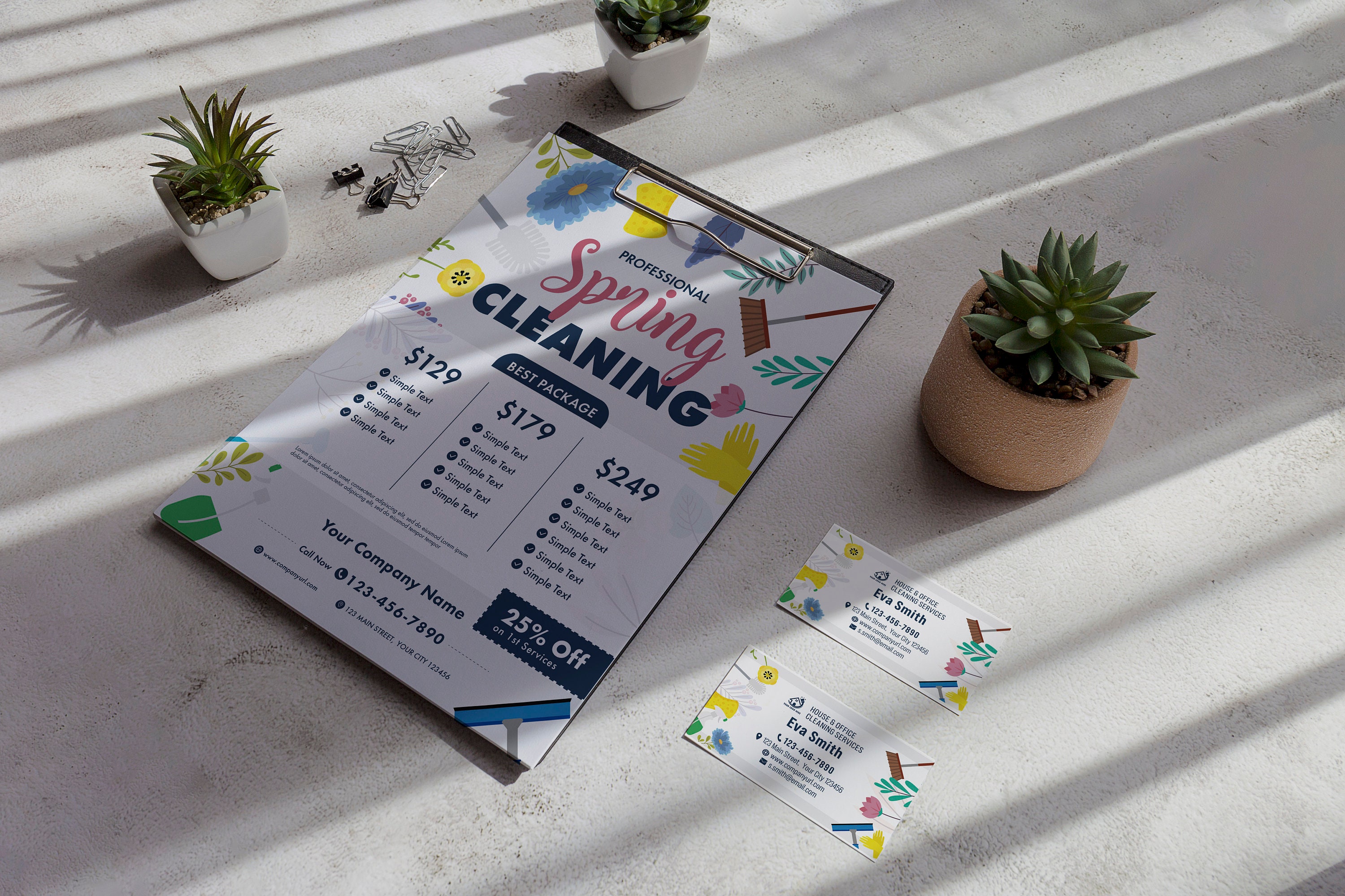 Cleaning Service Flyer Business Card Template Editable Adobe ...
