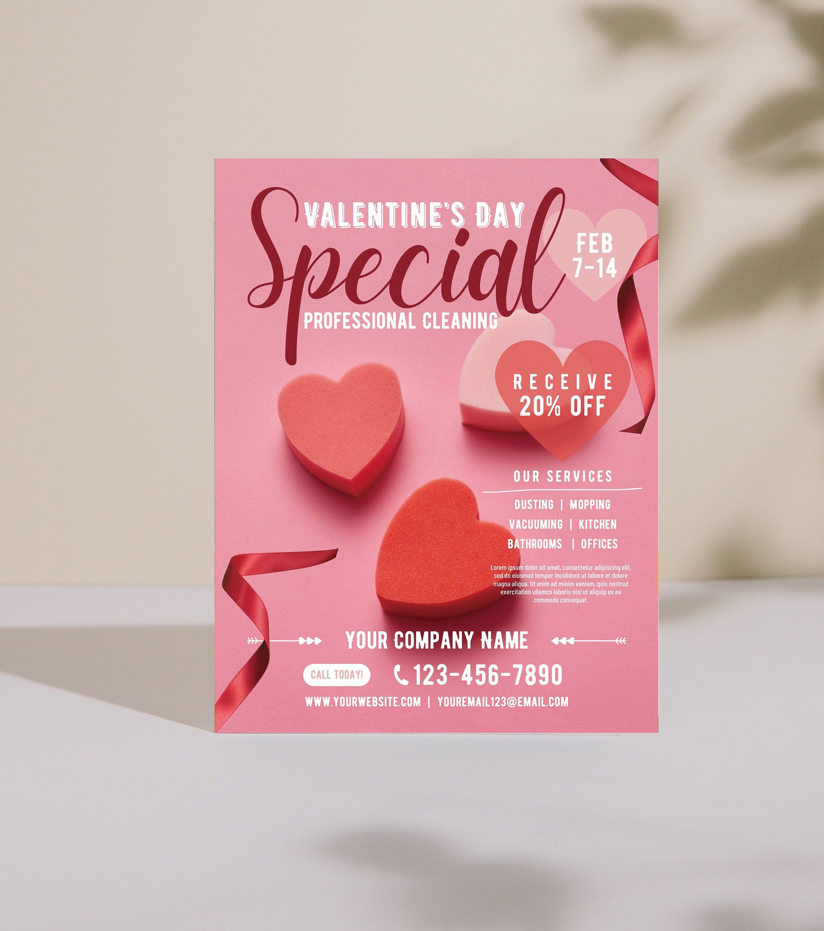 Valentine's Day Cleaning Services Flyer Template | Canva | 8.5 X 11 ...