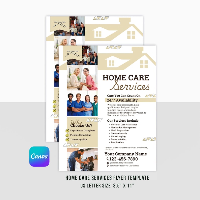 Home Care Services Flyer Template | Canva | 8.5 X 11 Inch | Caregiver ...