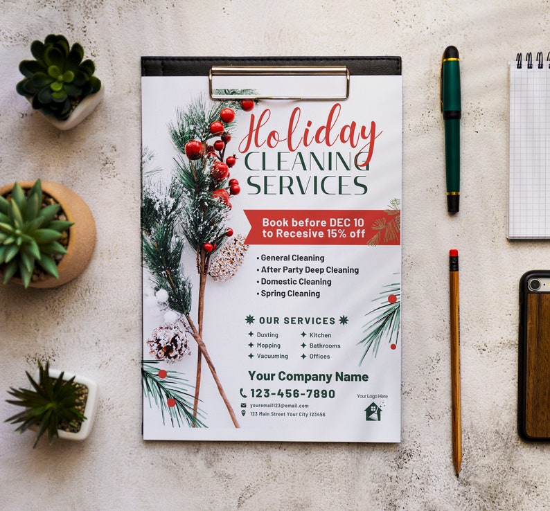 Holiday Cleaning Services Flyer Template | Canva | 8.5 X 11 Inch ...