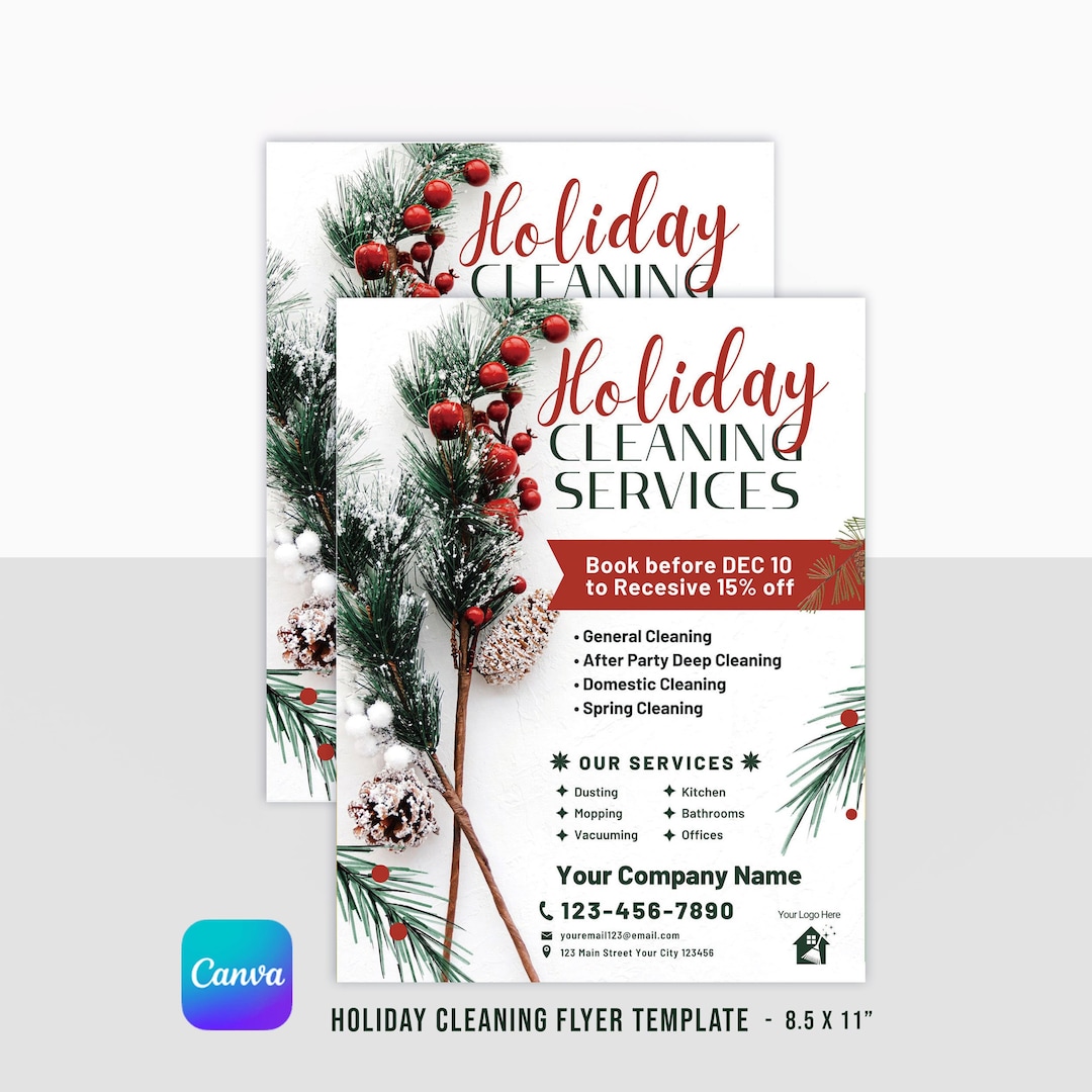Holiday Cleaning Services Flyer Template | Canva | 8.5 X 11 Inch ...