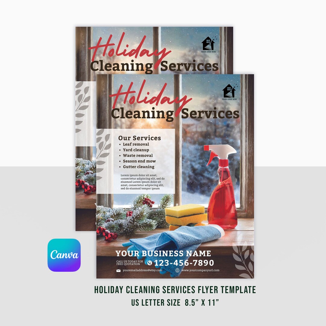 Holiday Cleaning Services Flyer Template | Canva | 8.5 X 11 Inch ...