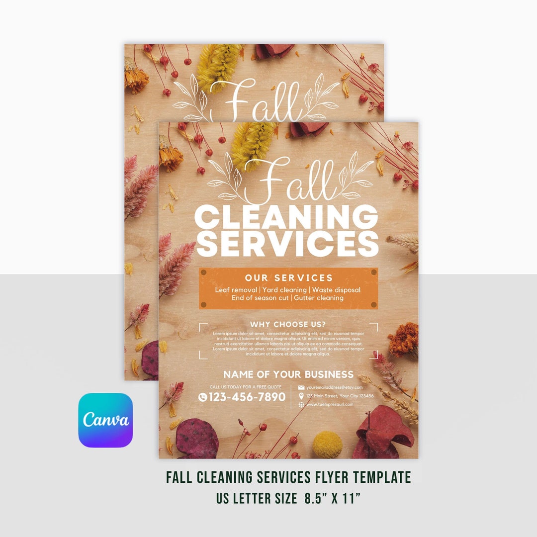 Fall Cleaning Services Flyer Template | Canva | US Letter Size 8.5" X ...