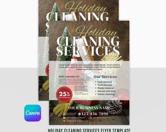 Holiday Cleaning Services Flyer Template Canva 8.5 X 11 Inch Clean ...