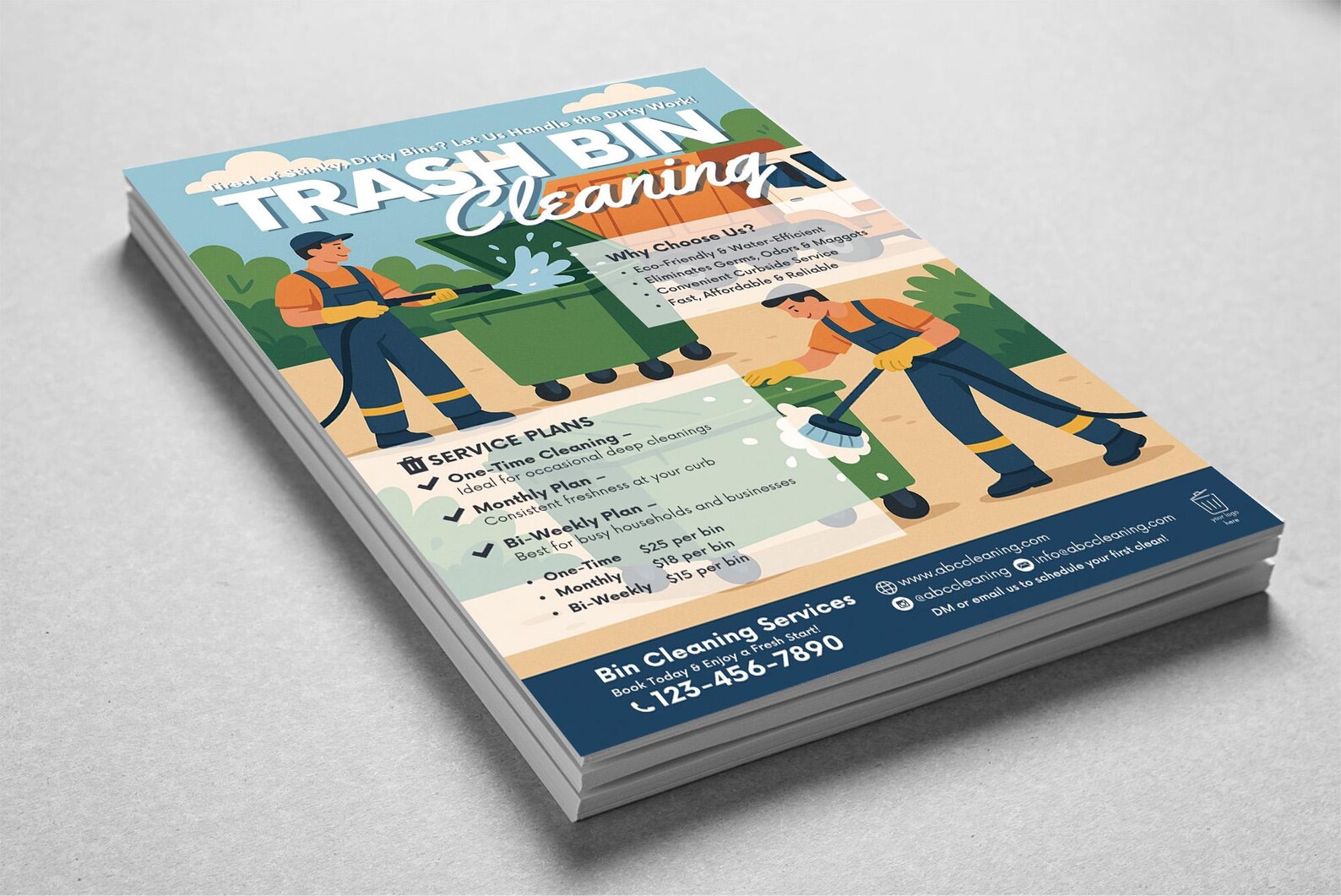 Trash Bin Cleaning Flyer Template | Editable Canva Design (A4 & US ...