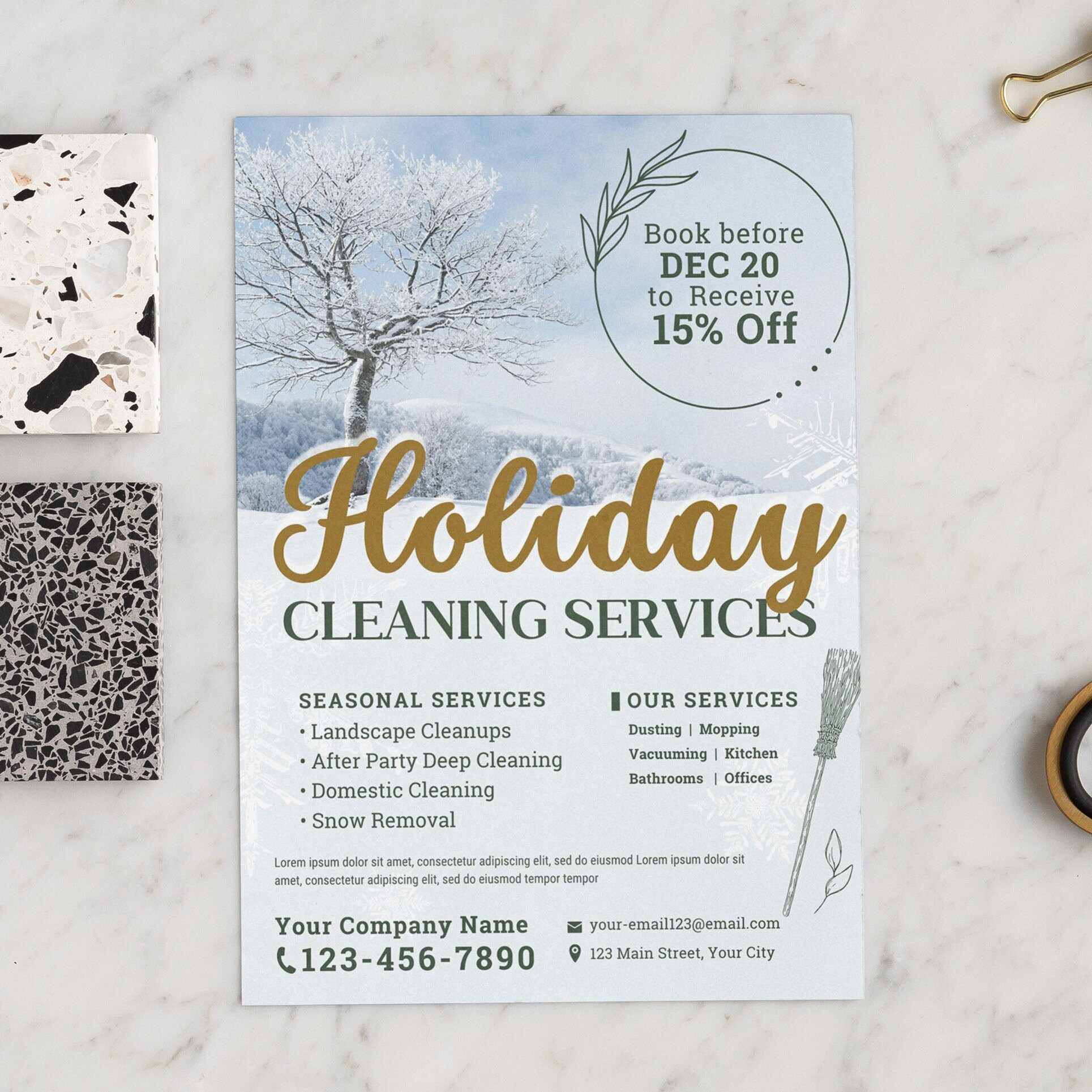 Holiday Cleaning Services Flyer Template Canva 8.5 X 11 Inch Clean ...