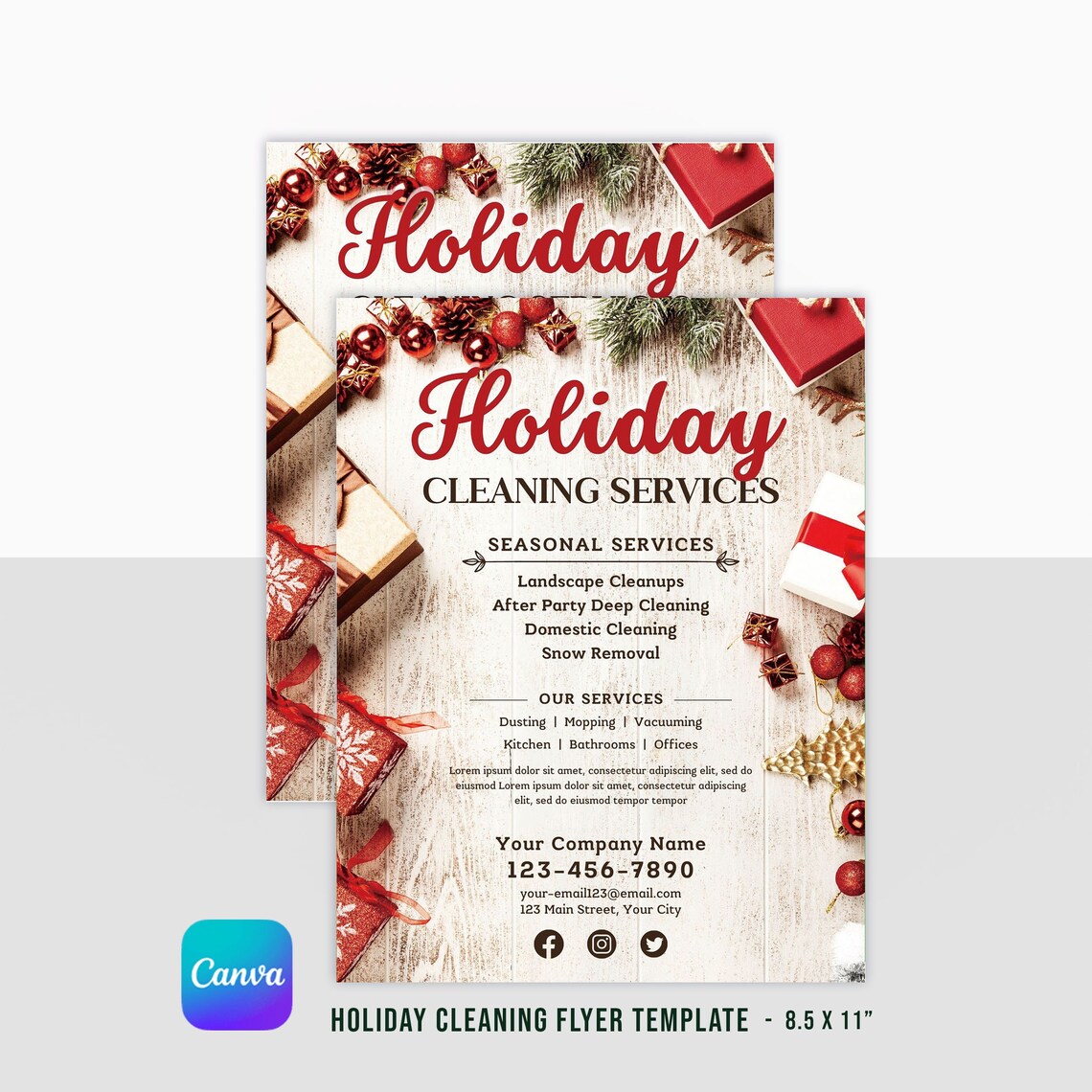 Holiday Cleaning Services Flyer Template | Canva | 8.5 X 11 Inch ...