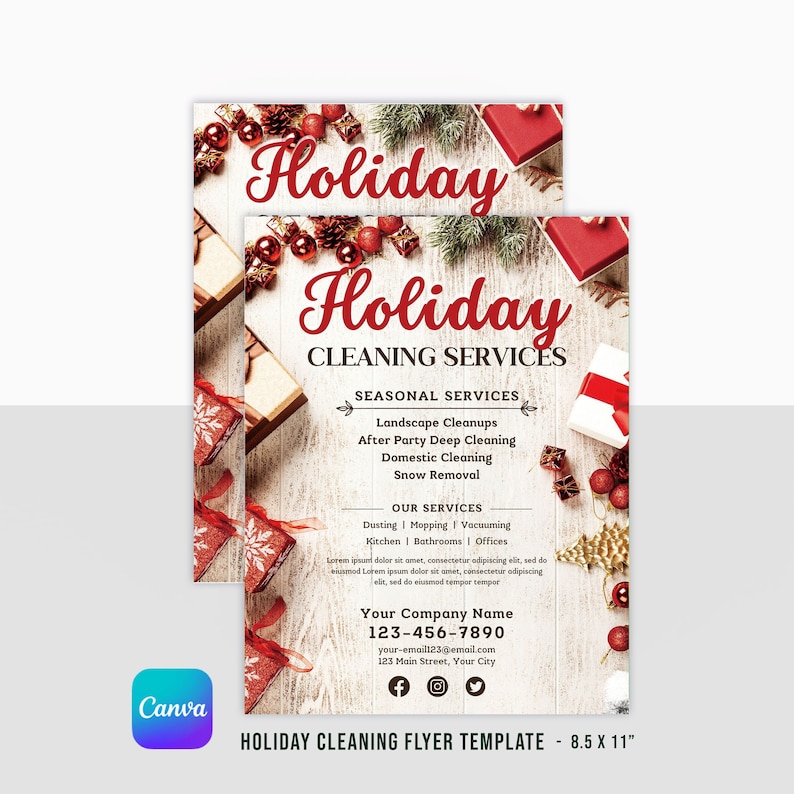Holiday Cleaning Services Flyer Template | Canva | 8.5 X 11 Inch ...