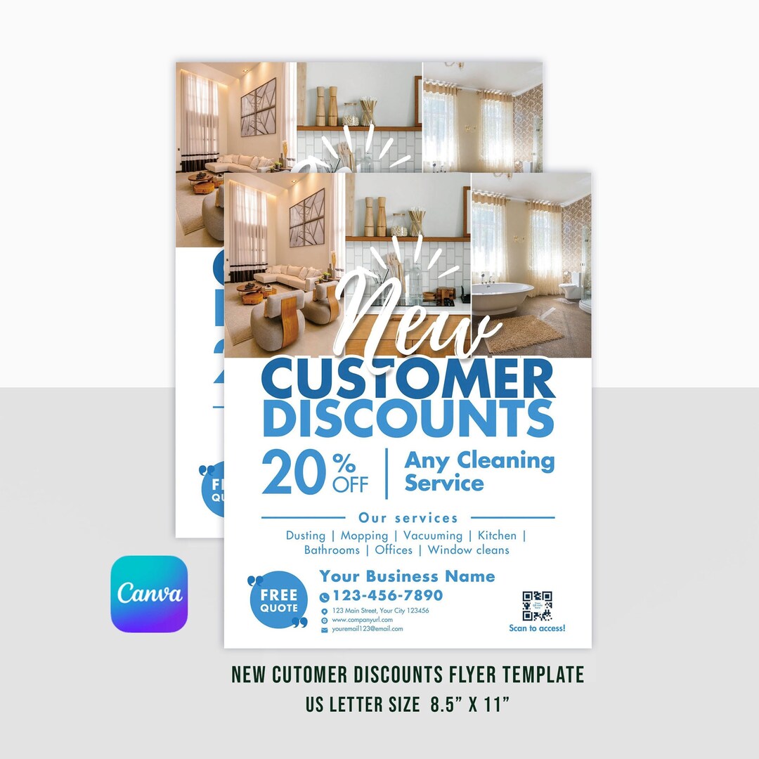 New Customer Discounts Flyer Template | Canva | US Letter Size 8.5" X ...