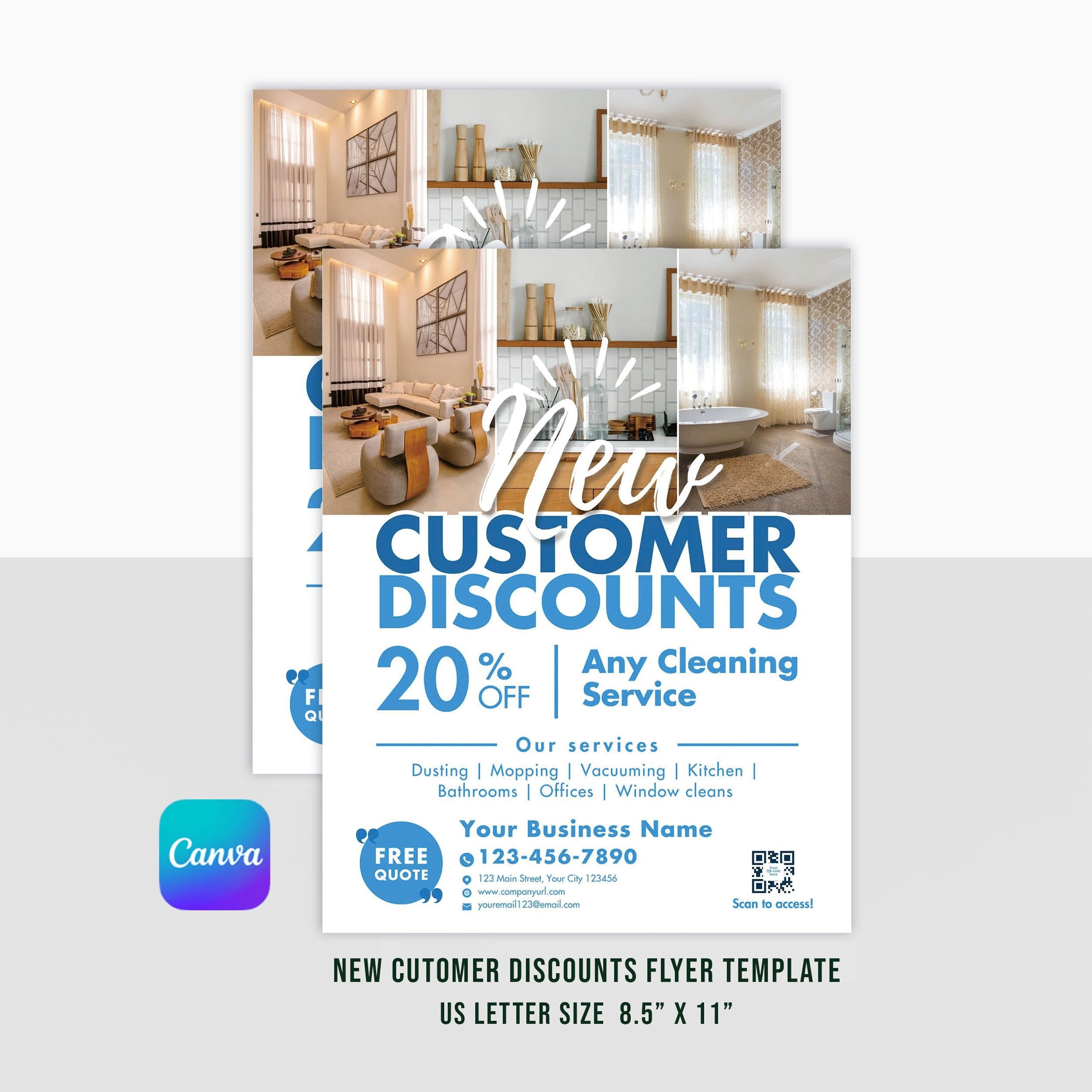 New Customer Discounts Flyer Template Canva US Letter Size 8.5 X 11 ...