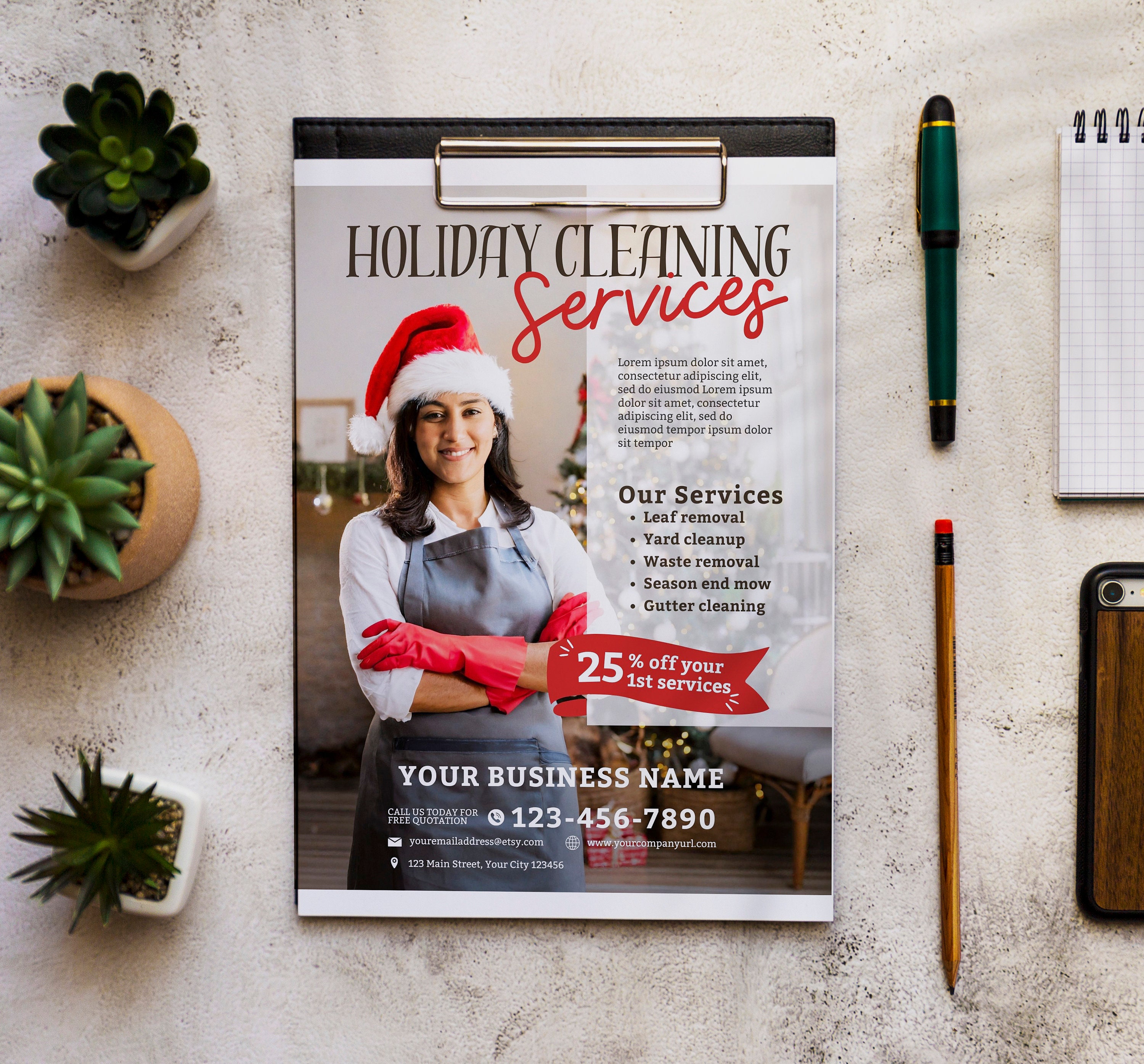 Holiday Cleaning Services Flyer Template Canva 8.5 X 11 Inch Clean ...