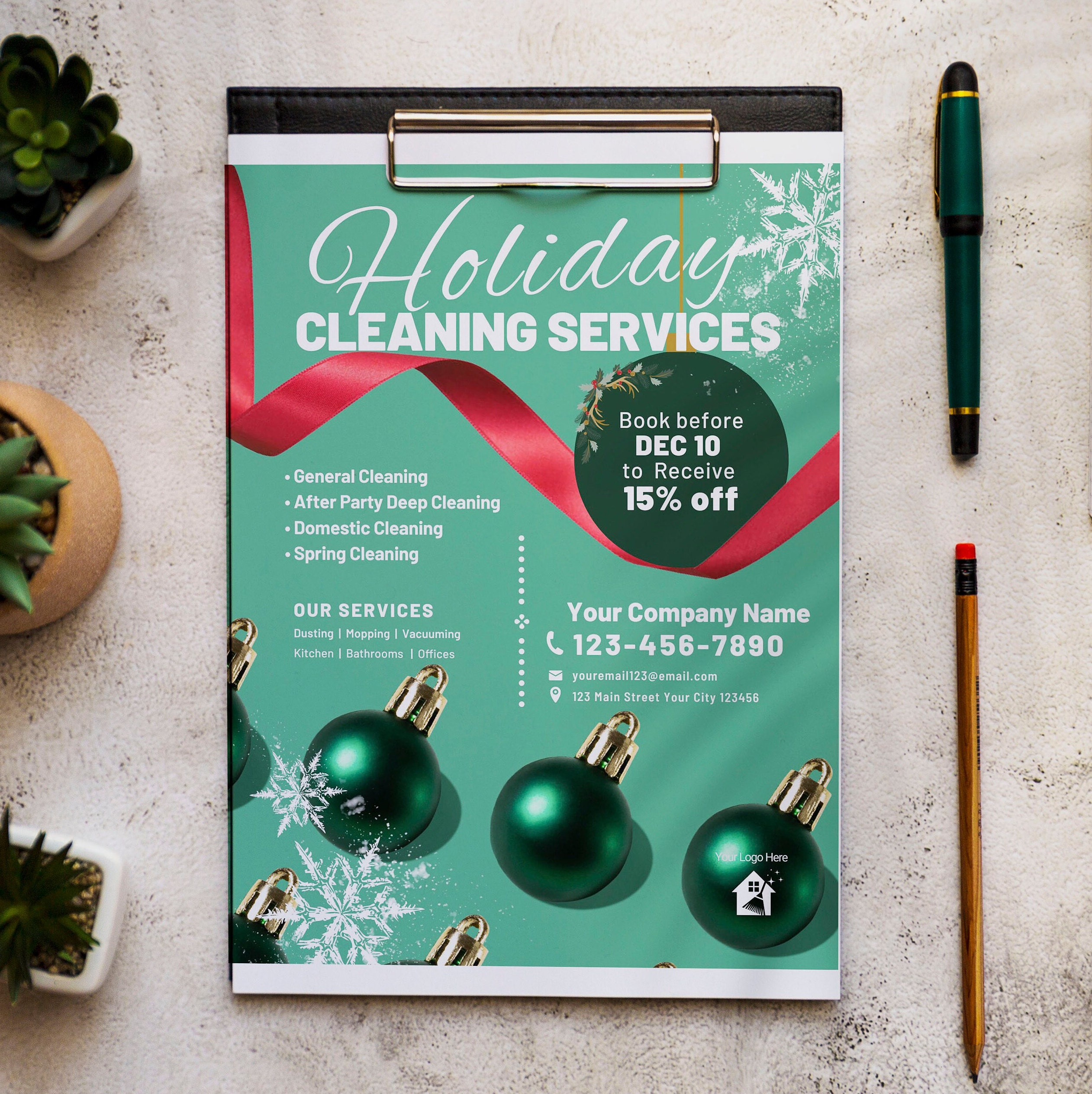 Holiday Cleaning Services Flyer Template | Canva | 8.5 X 11 Inch ...