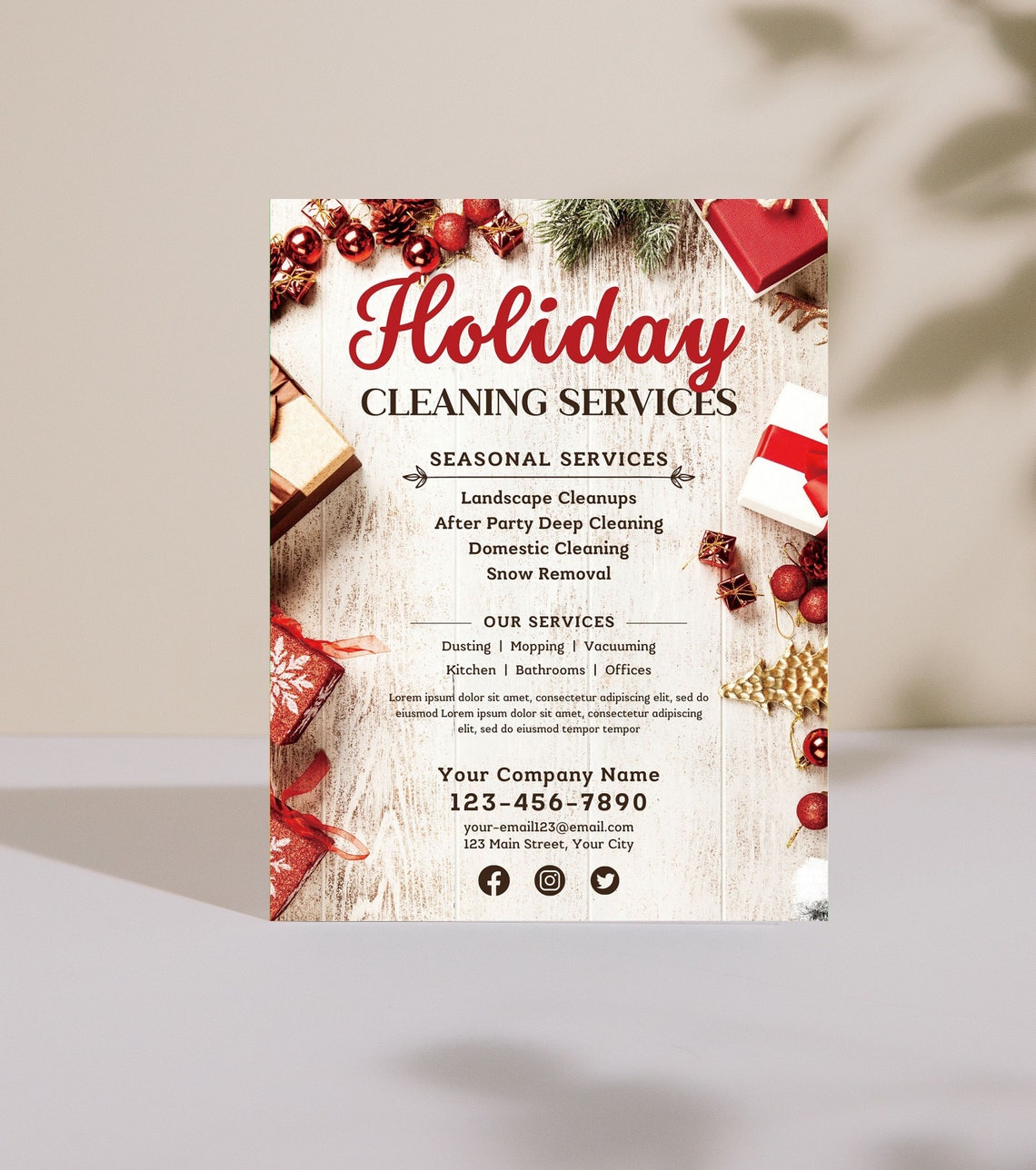 Holiday Cleaning Services Flyer Template Canva 8.5 X 11 Inch Clean ...