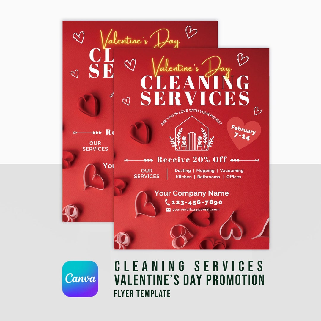 Valentine's Day Cleaning Services Flyer Template | Canva | 8.5 X 11 ...