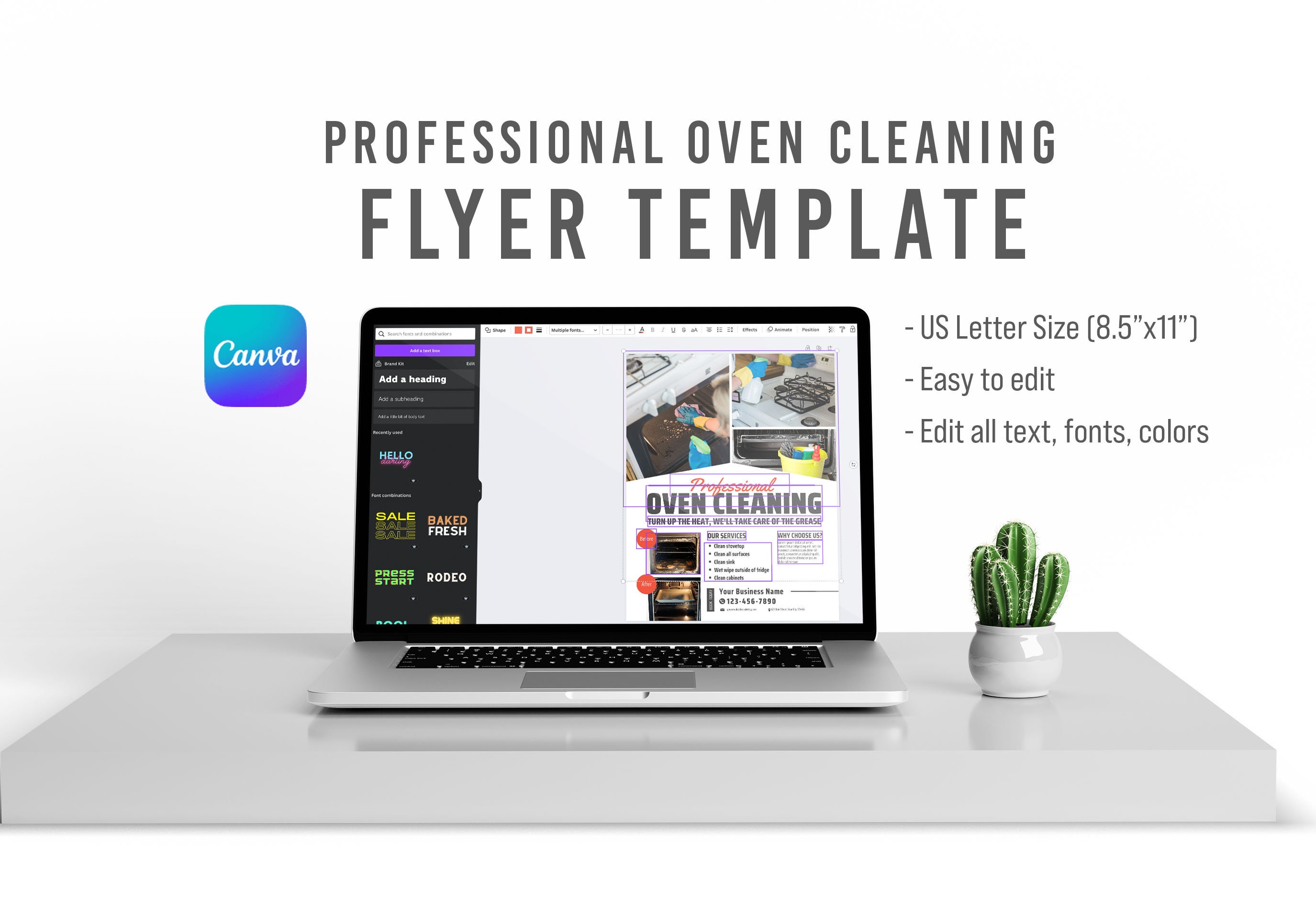 Professional Oven Cleaning Flyer Template | Canva | 8.5 X 11 Inch ...