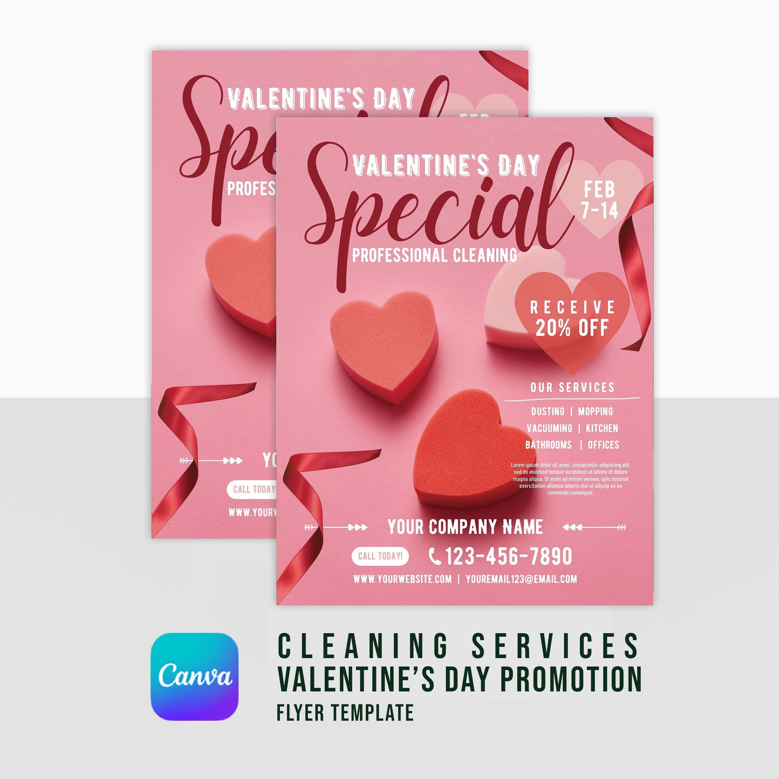 Valentine's Day Cleaning Services Flyer Template | Canva | 8.5 X 11 ...