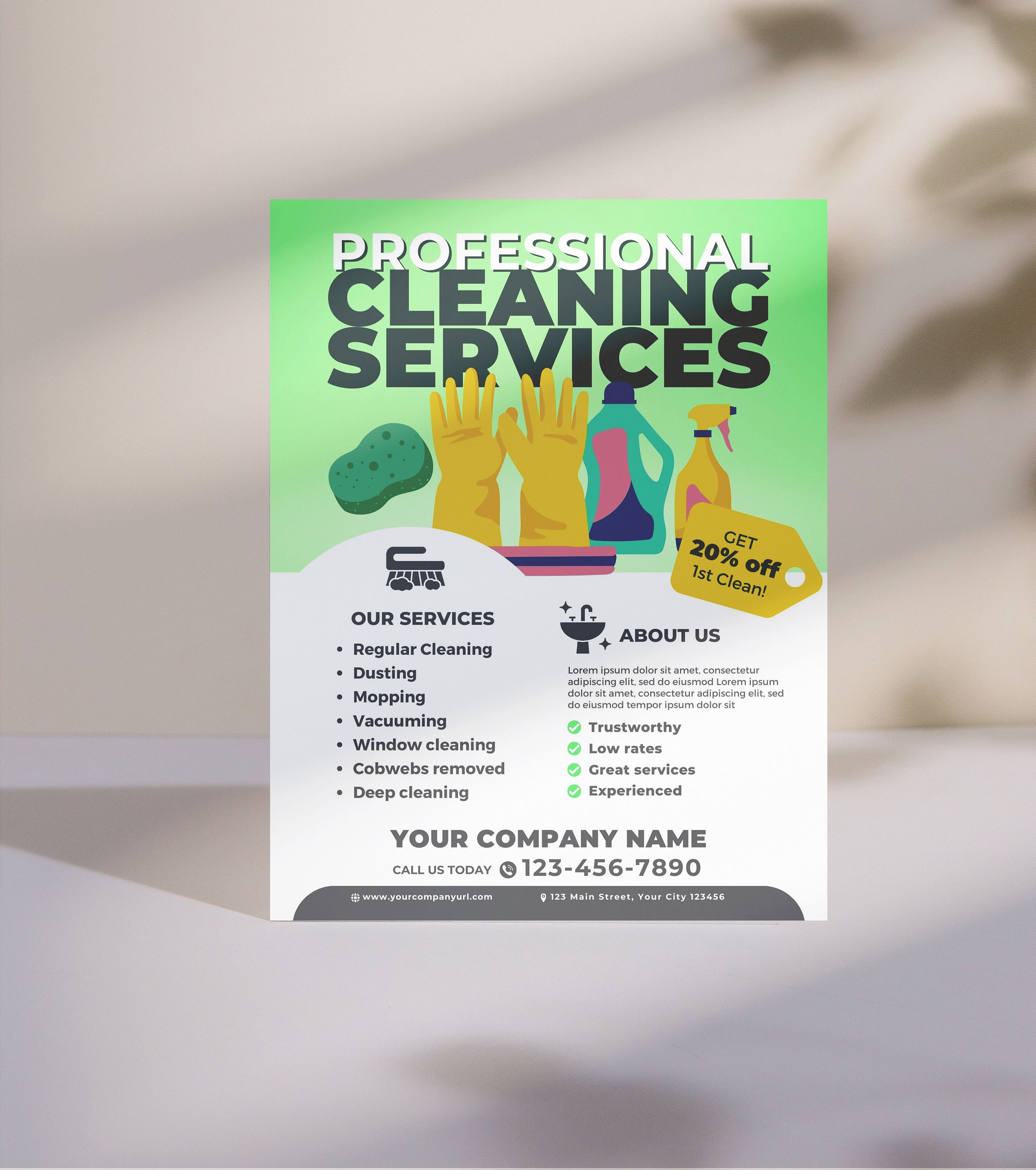 Professional Cleaning Service Flyer Template | Canva | US Letter Size 8 ...