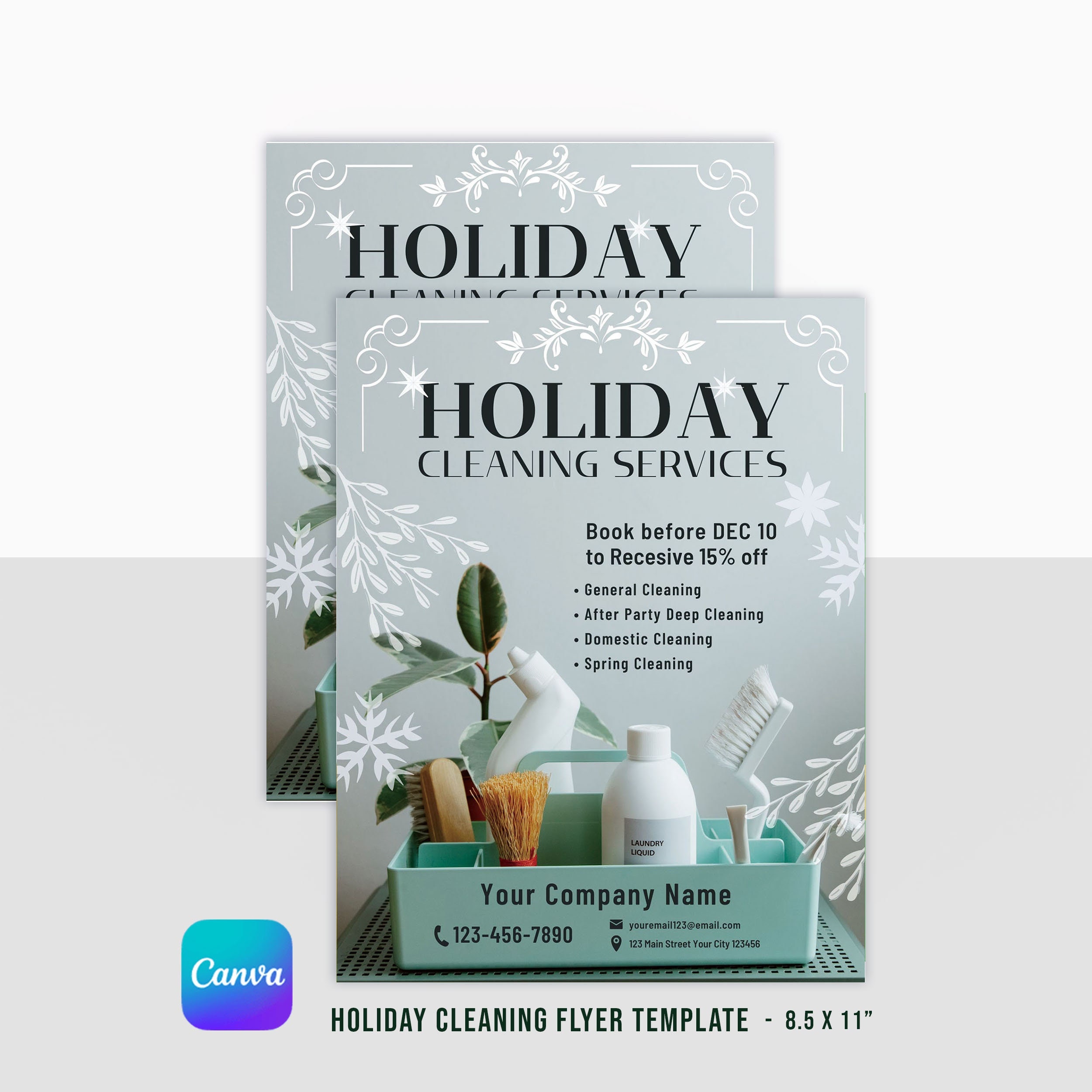 Holiday Cleaning Services Flyer Template | Canva | 8.5 X 11 Inch ...