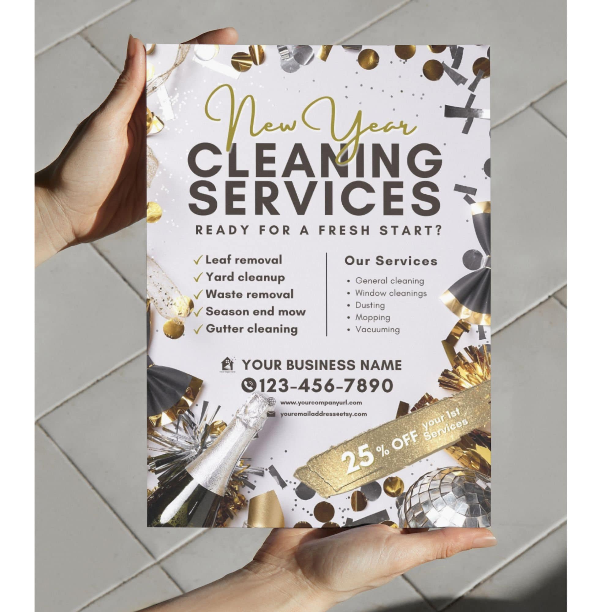 New Year Cleaning Services Flyer Template | Canva | US Letter & A4 Size ...