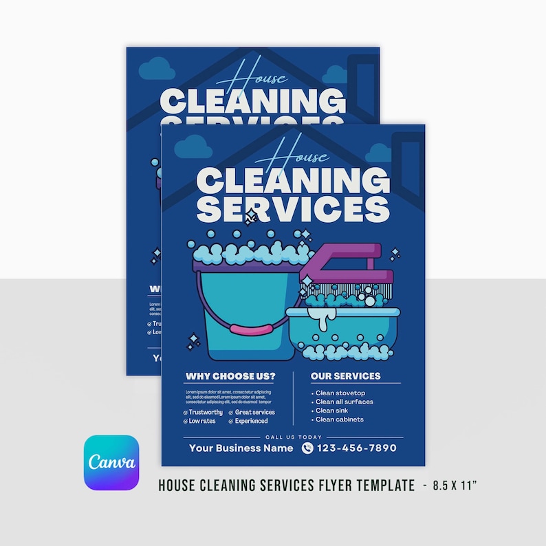 House Cleaning Services Flyer Template Canva Letter Size 8.5 X 11 ...